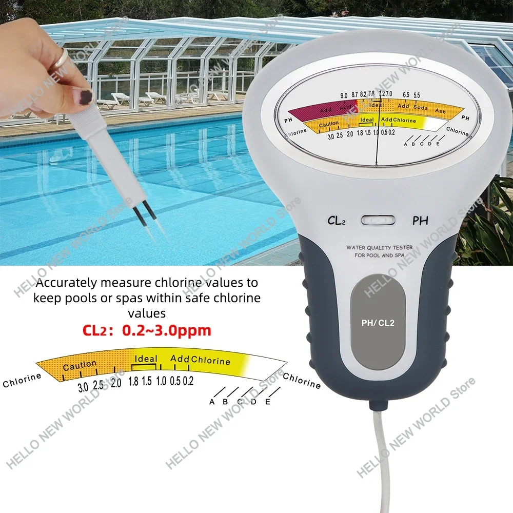 2 in 1 Chlorine Meter PH Chlorine Tester PC-101 Level Portable Digital ...