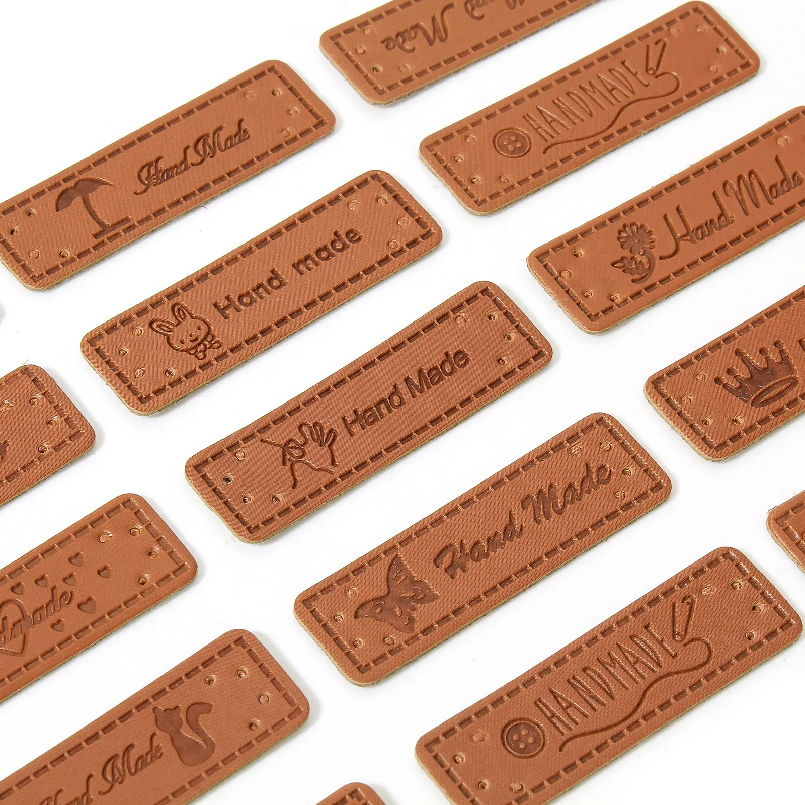 50-PCs-PU-Label-Tag-For-Clothing-Rectangle-Brown-Hand-Made-For-DIY-Hat ...