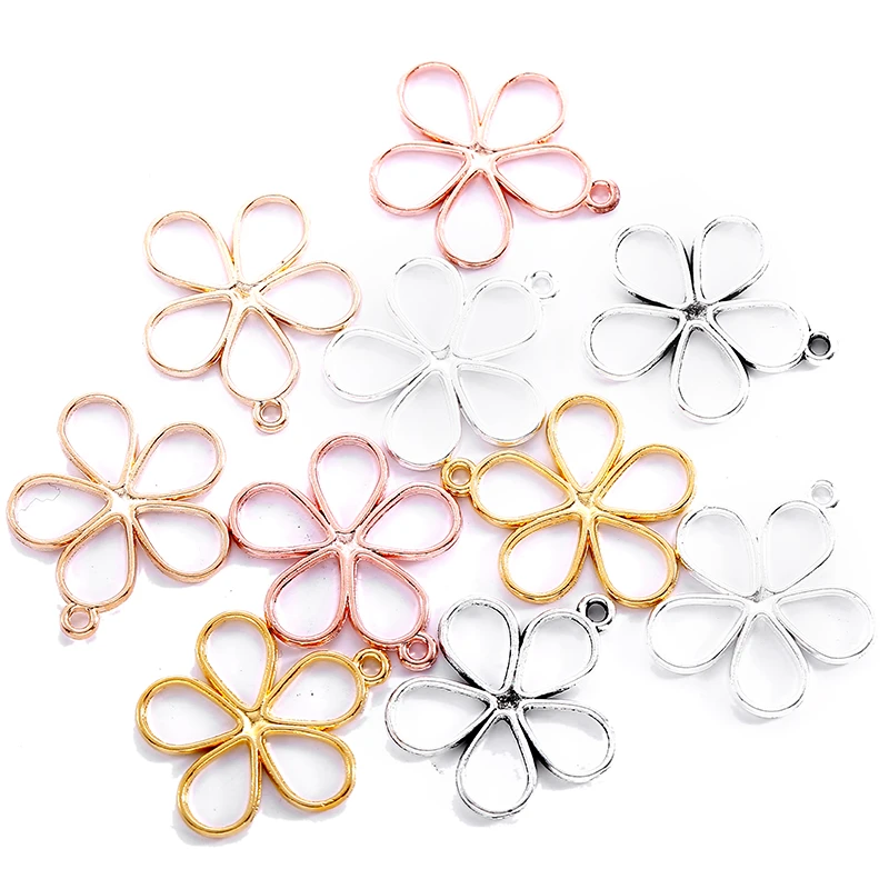 40pcs 19*17mm Flower Petal Charms For Jewelry Making Fashion Earrings ...