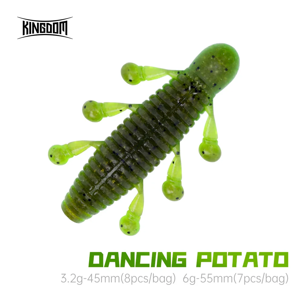 Kingdom-Dancing-Potato-3-2g-6g-45mm-55mm-Soft-Fishing-Lures-PVC-Sinking ...