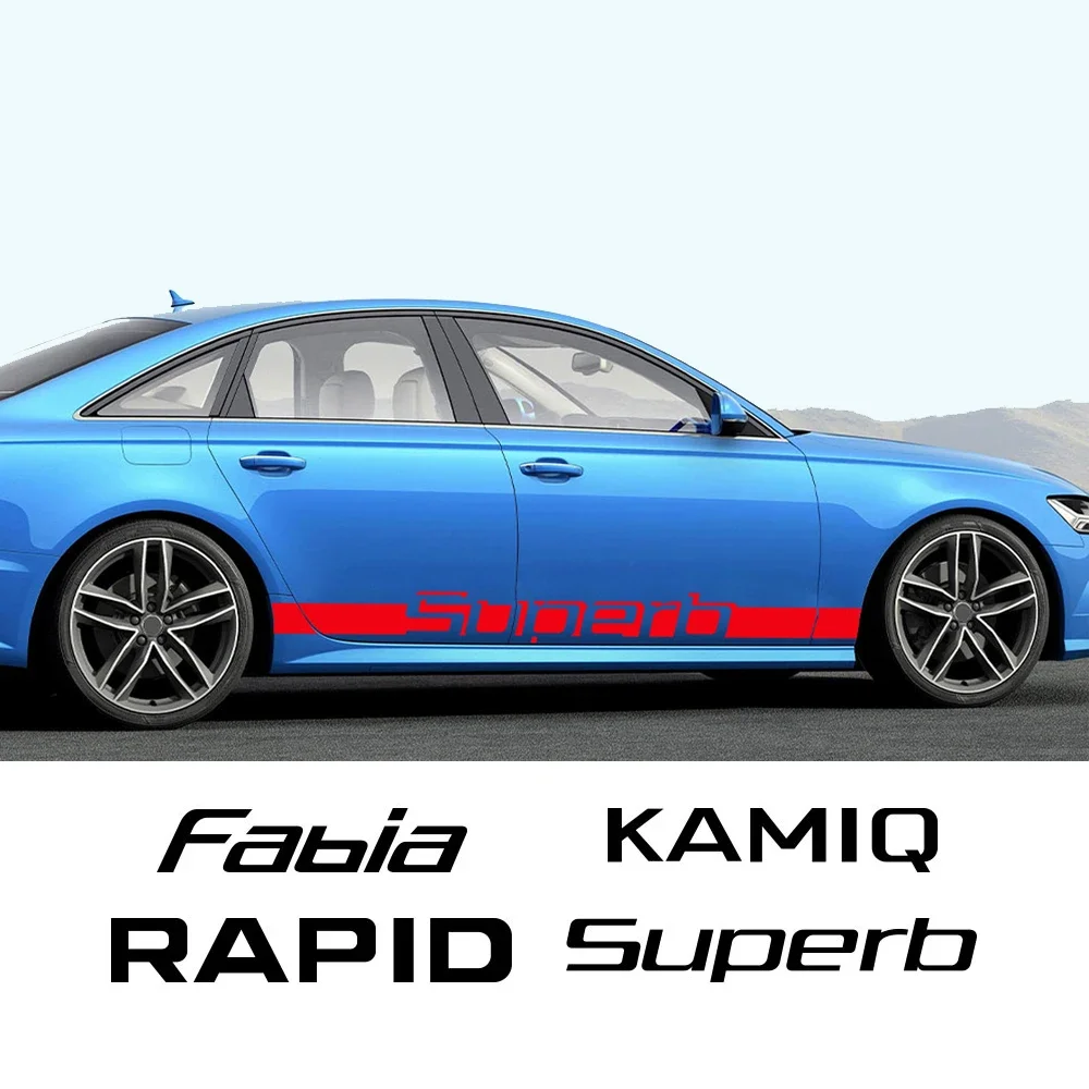 2PCS-Car-Door-Side-Skirt-Stripes-Stickers-Auto-Accessories-For-Skoda ...