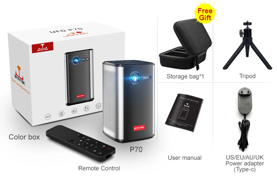 工厂直销跨境爆款奔映P70高清3D 4K可充电微型迷你便携DLP投影机-阿里巴巴