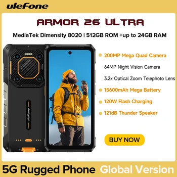 Ulefone-teléfono inteligente Armor 26, nuevo, Ultra resistente al agua, 5G, 120W, 15600mAh ...
