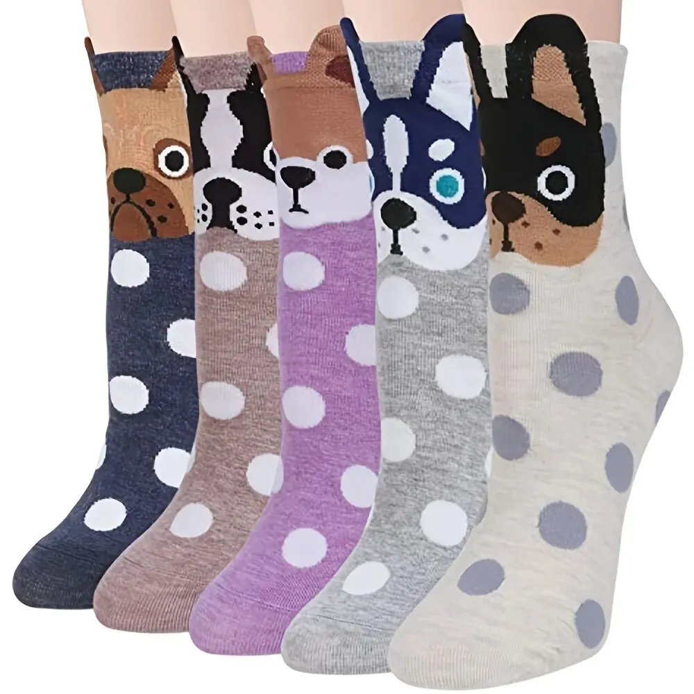 10/5/4/2 pairs of women's socks Cotton socks Cute women's socks Dog ...