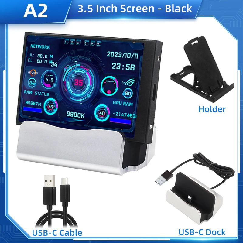 Ips Tipo C Tela Secundária Cpu Do Computador Gpu Ram Monitor Hdd ...