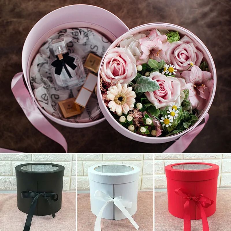 1PC-Round-Double-Layers-Rotating-Gift-Box-Cylinder-Flower-Bouquet ...
