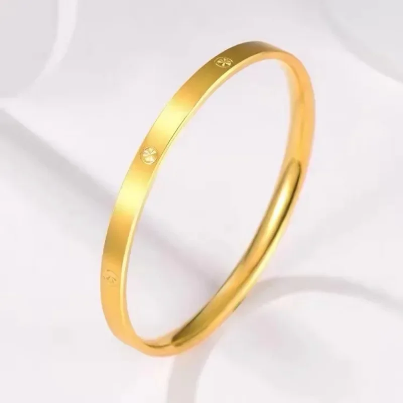Trend Real 18k Gold Bangles for Woman High-quality Luxury AU750 Bangles ...