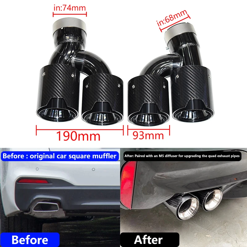 For 2018-2023 BMW 5 Series 525i 530i 540i G30 G31 Square Exhaust Pipe ...