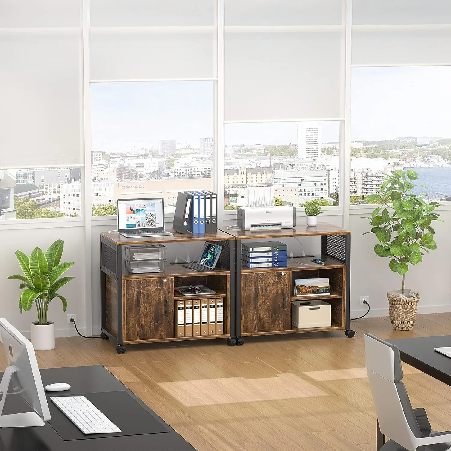 Locking-Office-Filing-Cabinets-with-Socket-and-USB-Charging-Port-Modern ...