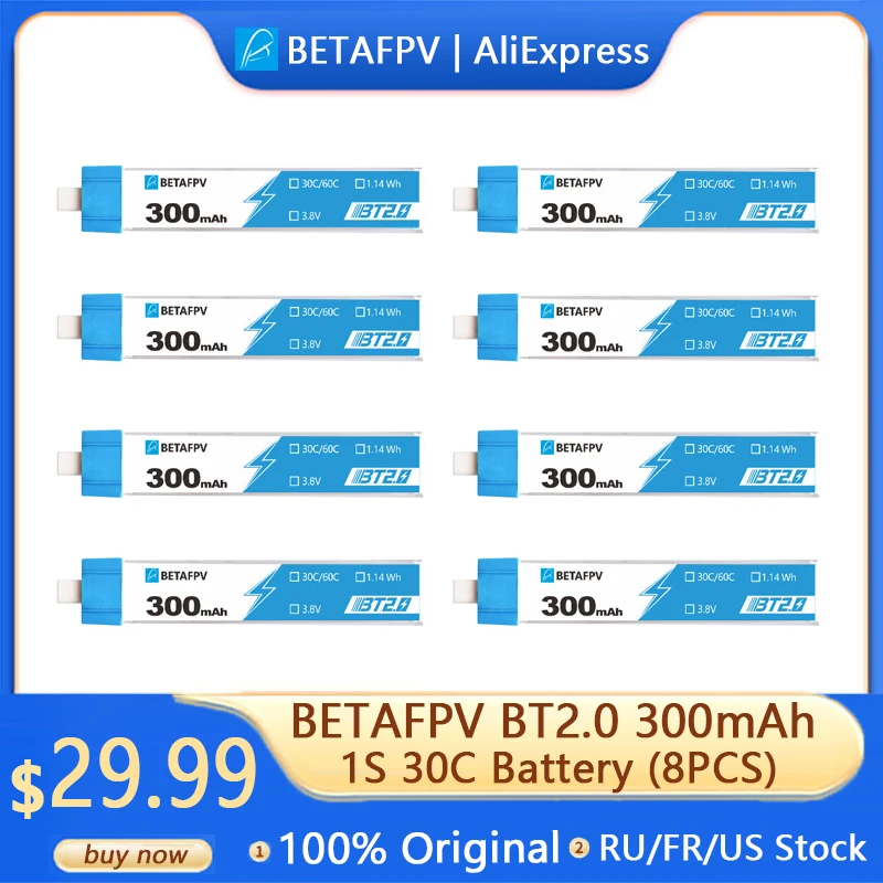 BETAFPV-Cetus-BT2-0-300mAh-1S-30C-HV-Battery-8pcs-for-for-Cetus-Lite ...