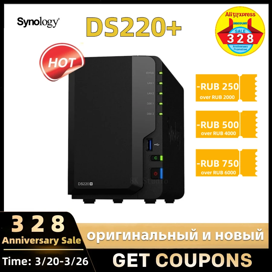 Synology Ds220+ 2 Bay Nas Diskstation Seamlessly Access 2gb Ddr4 Ram Diskless Intel Celeron ...