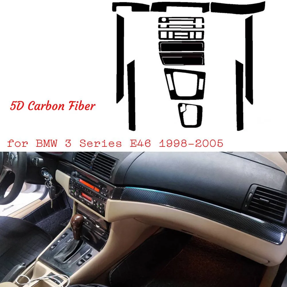 1 Set 5D Interior Glossy Carbon Fiber Wrap Trim Decal Car Sticker For ...
