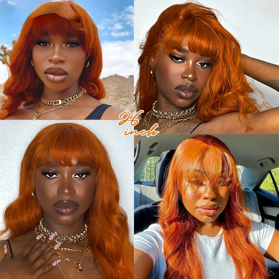 Orange-wavy-long-curly-hair-all-human-hair-all-headgear-hair-wigs-for ...