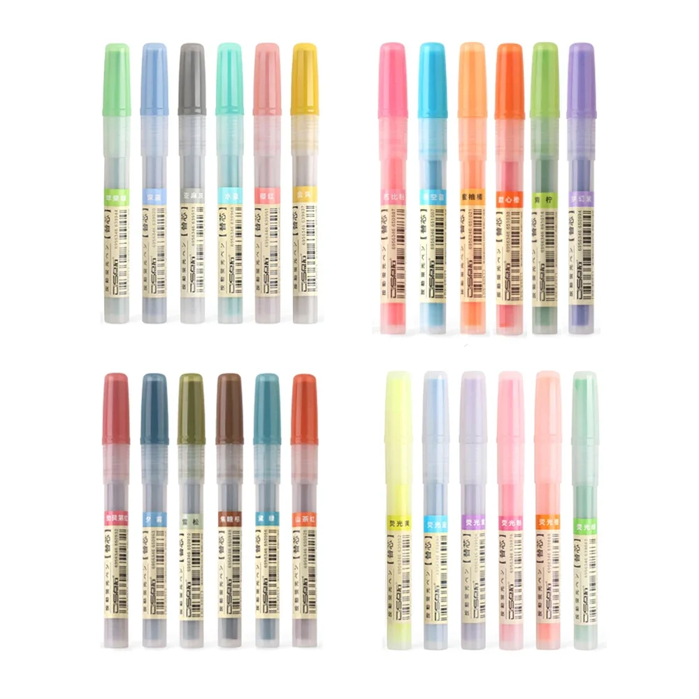 6Pcs-set-Replace-Refills-for-Retractable-Highlighter-Pen-Fluorescent ...