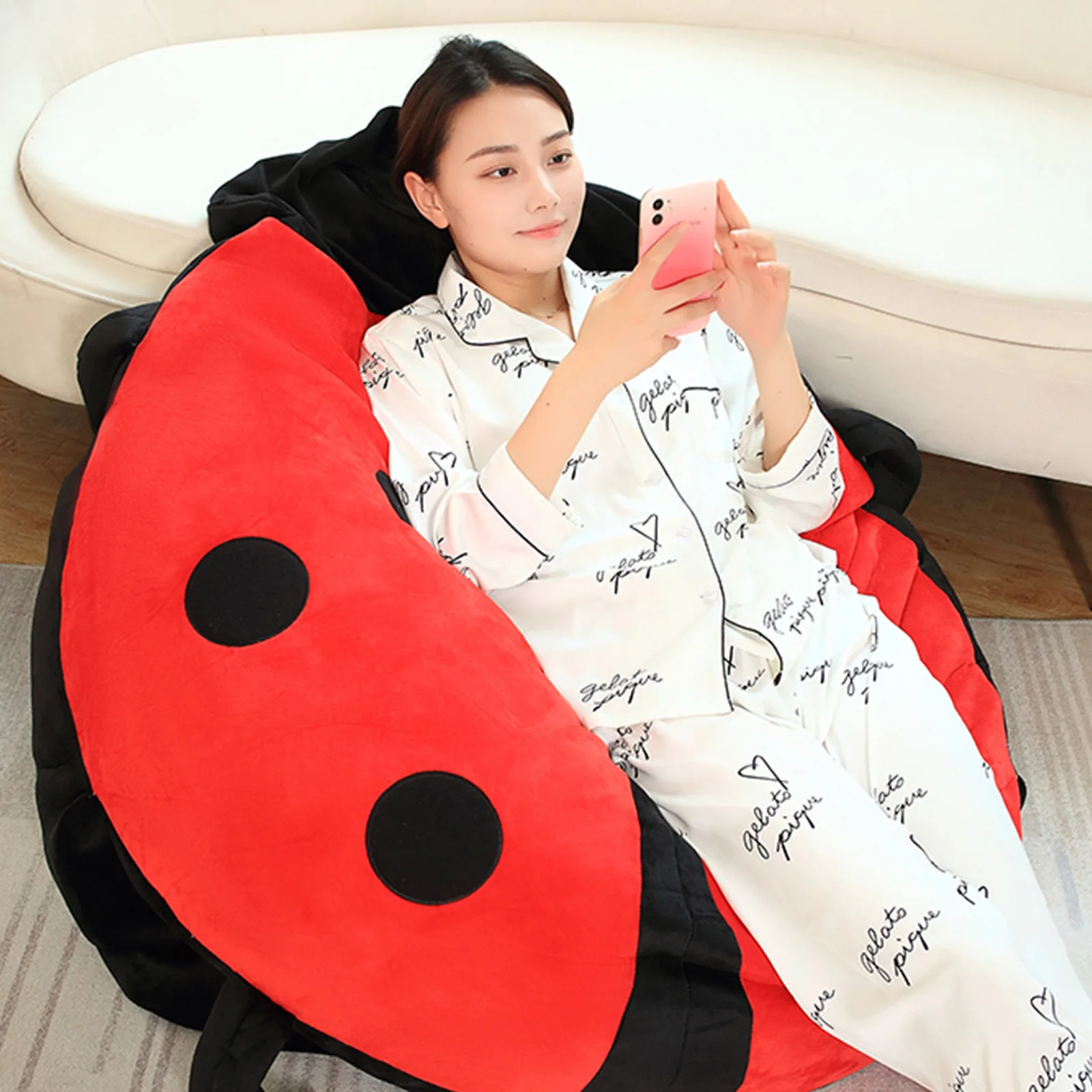 Wearable-Ladybug-Pillow-Cute-Warm-Sleeping-Wearable-Plush-Removable ...