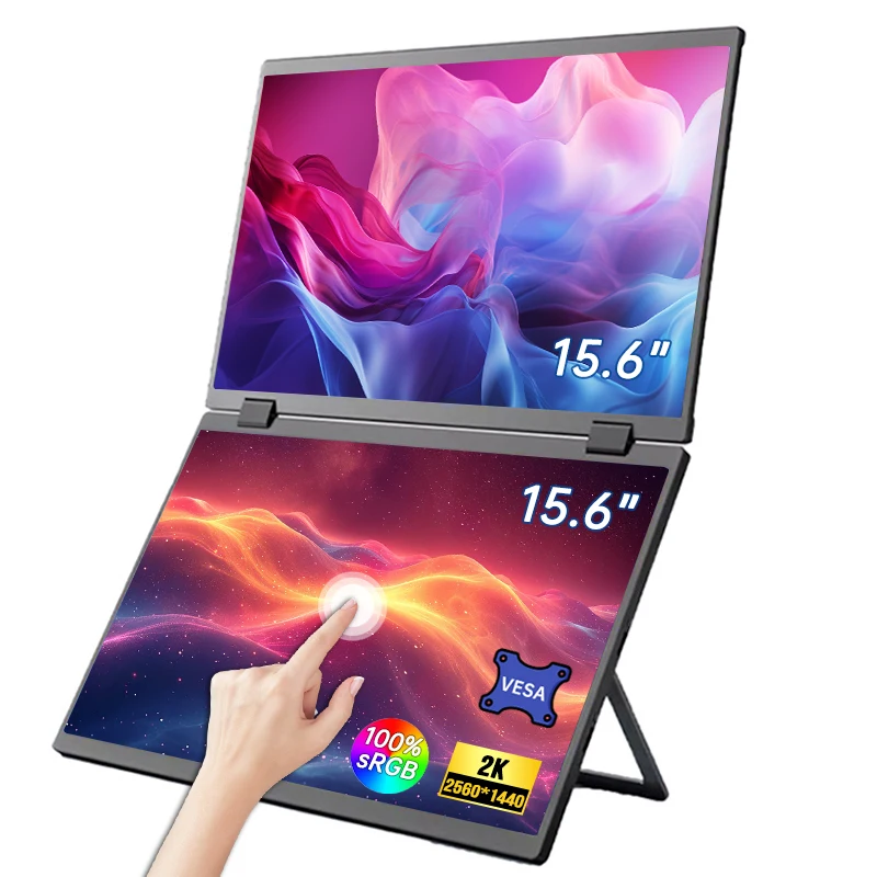 15.6 Inch 2K Dual Touch Screen Portable Monitor 2560*1440P 100%sRGB ...