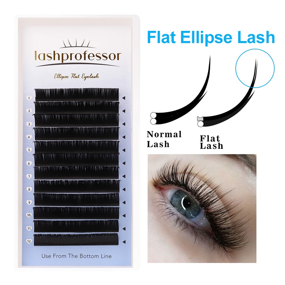 Flat-Ellipse-Eyelash-Split-Tips-Matte-Gray-Black-Color-Super-Soft ...