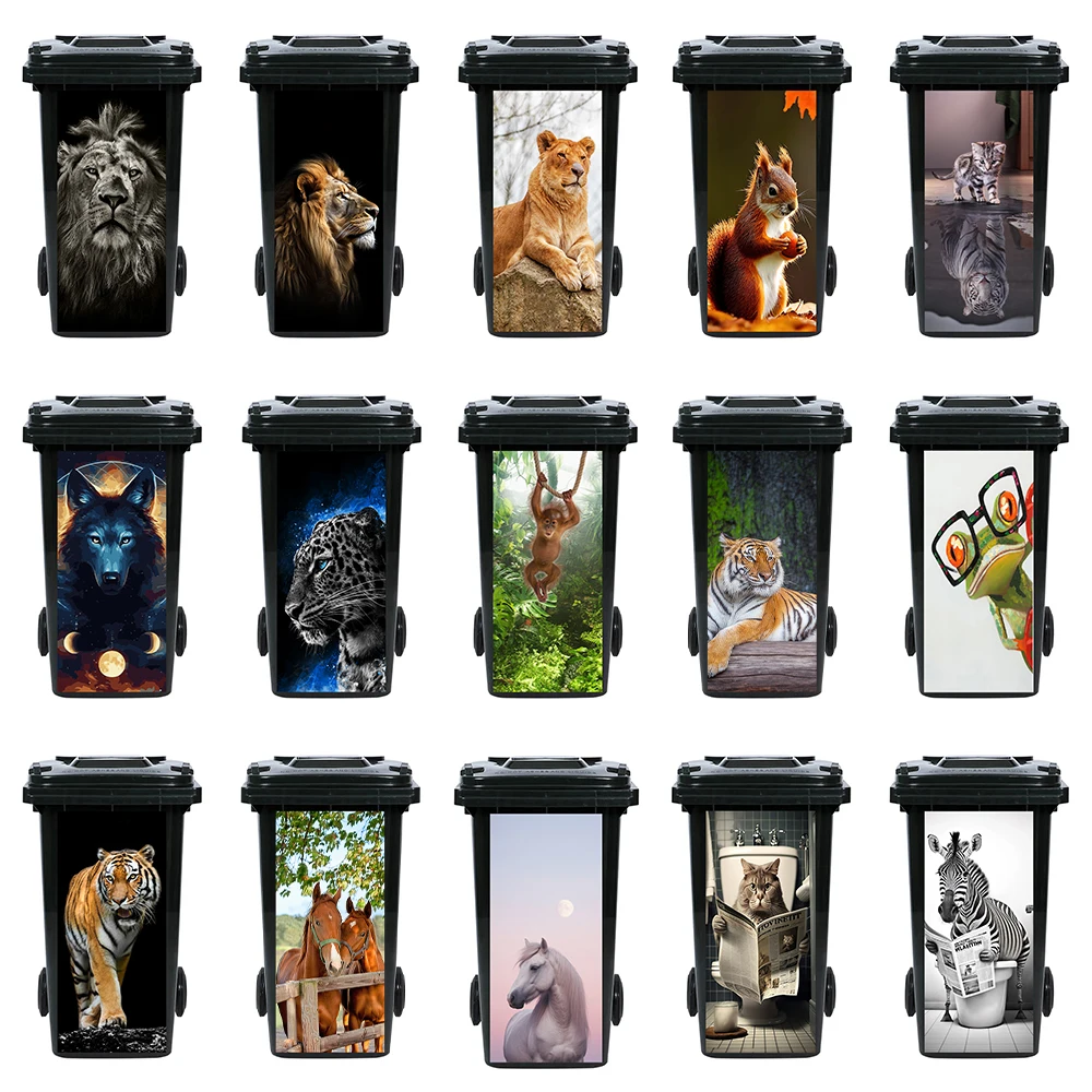 Fierce Animals Bin Sticker Trash Can Sticker Self Adhesive Wild Animal ...