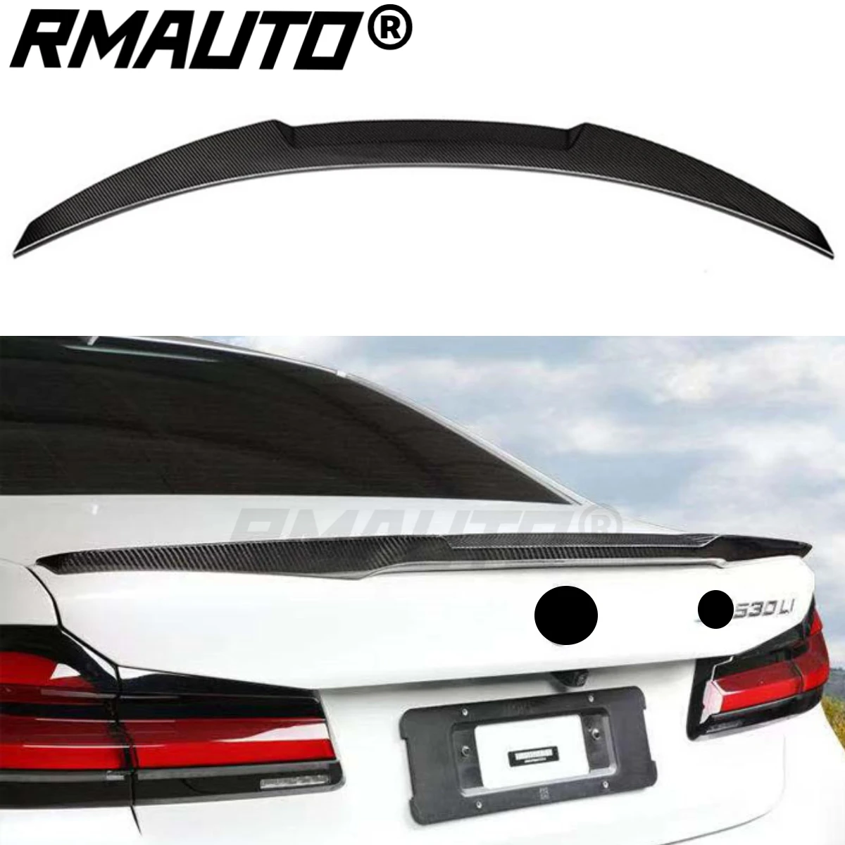 Rmauto Carbon Fiber M4 Style Rear Spoiler Wing Body Kit For Bmw 5 ...