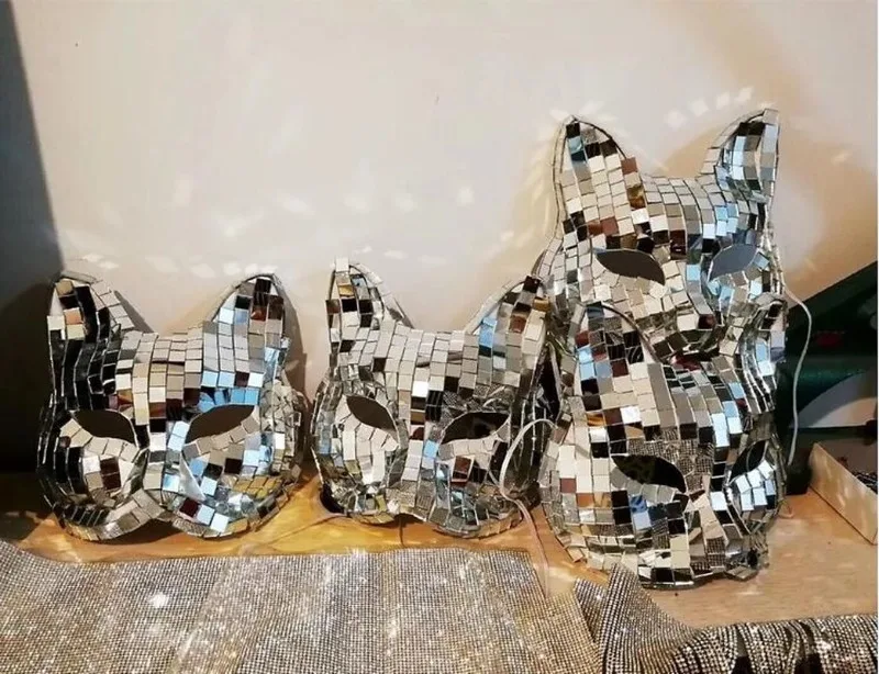 Handmade-Bright-Silver-Mirrors-Cat-Women-Mask-Hip-Hop-DJ-Dance-Stage ...