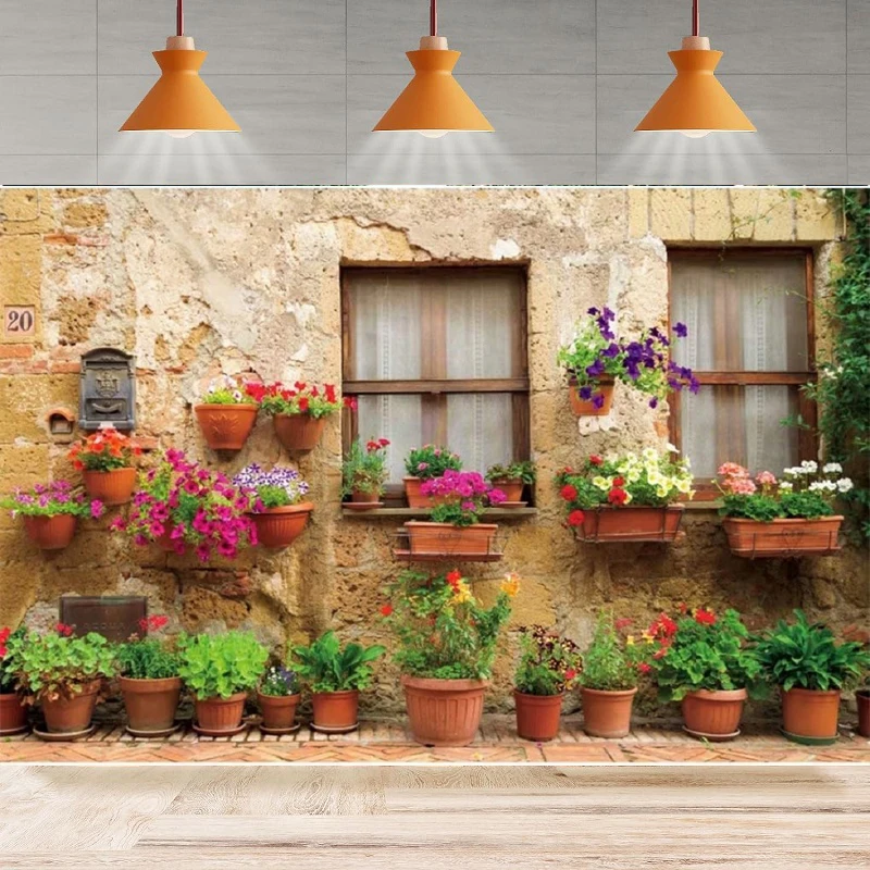 Photography-Backdrops-Italian-Pastoral-Town-Window-Streets-Potted ...