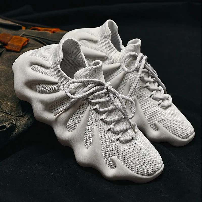 여성용 통기성 메쉬 문어 신발 플라이 우븐 커플 스니커즈 코코넛 신발 플랫폼 라운드 토 여름 2023