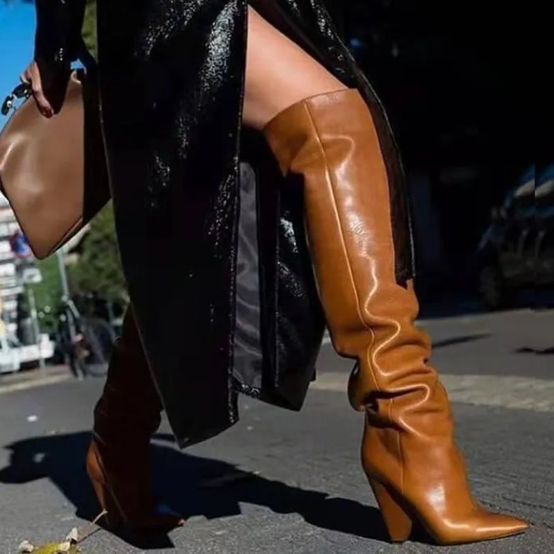 Arden Furtado 2025 Autumn Winter Tapered heel Pleated Over the knee ...