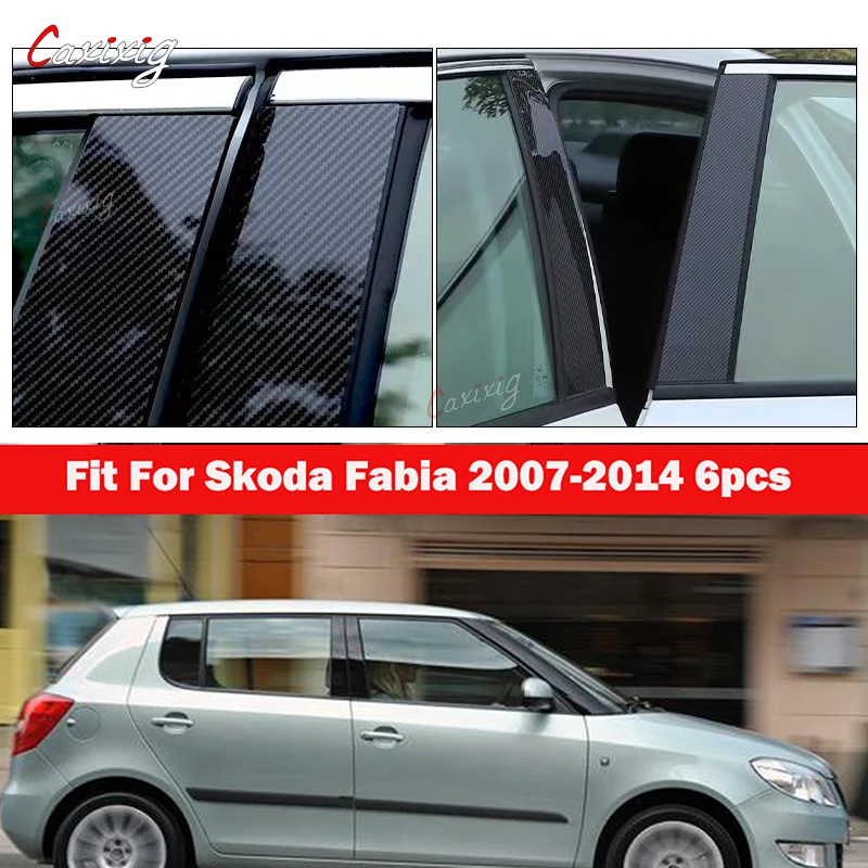 Car Window Pillar Posts Door Trim Cover Stickers Decal for Skoda Fabia 2007 2008 2009 2010 2011 ...