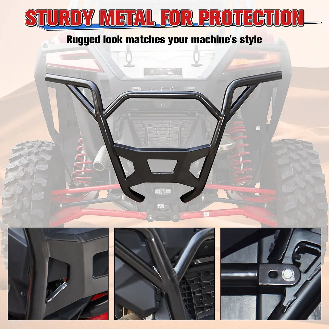 RZR Metal Rear Bumper Compatible with Polaris RZR PRO XP / XP 4 2020 2 ...