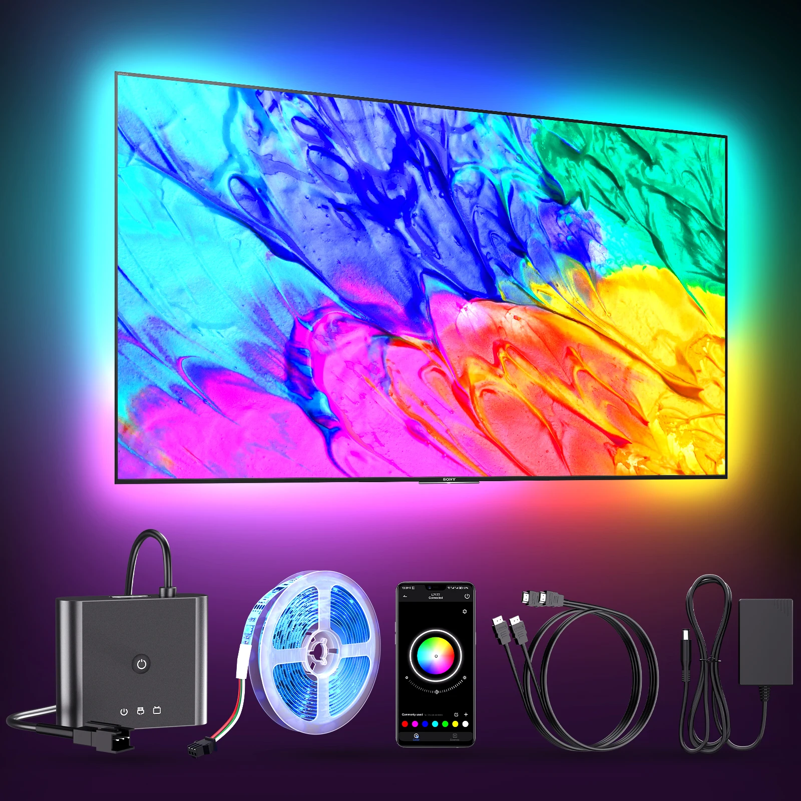 For-58-65inch-TV-Home-theater-Ambient-PC-Back-Light-Devices-USB-RGB ...