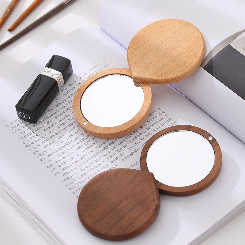 Portable-Folding-Make-Up-Mirror-Simple-Beautiful-Walnut-Small-Mirror ...