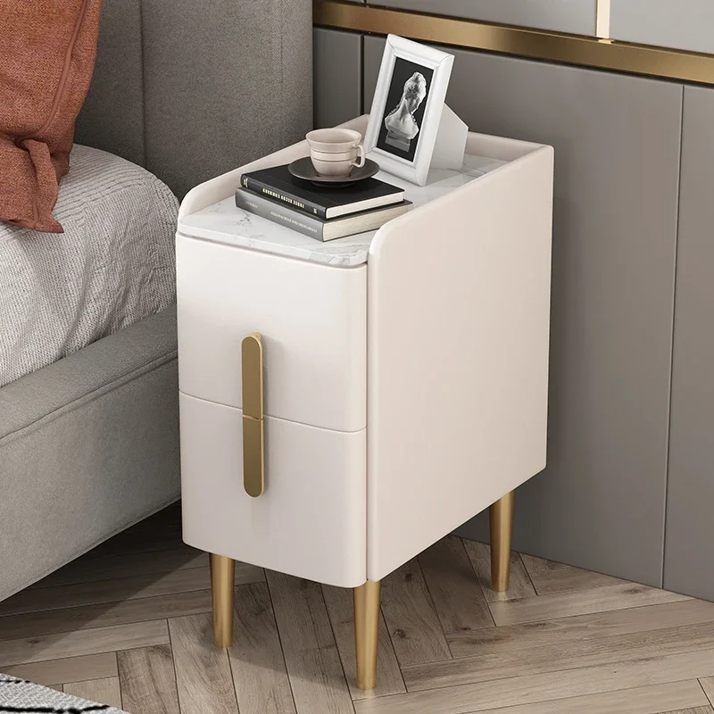 Small-ultra-narrow-bedside-table-simple-modern-luxury-leather-bedside ...