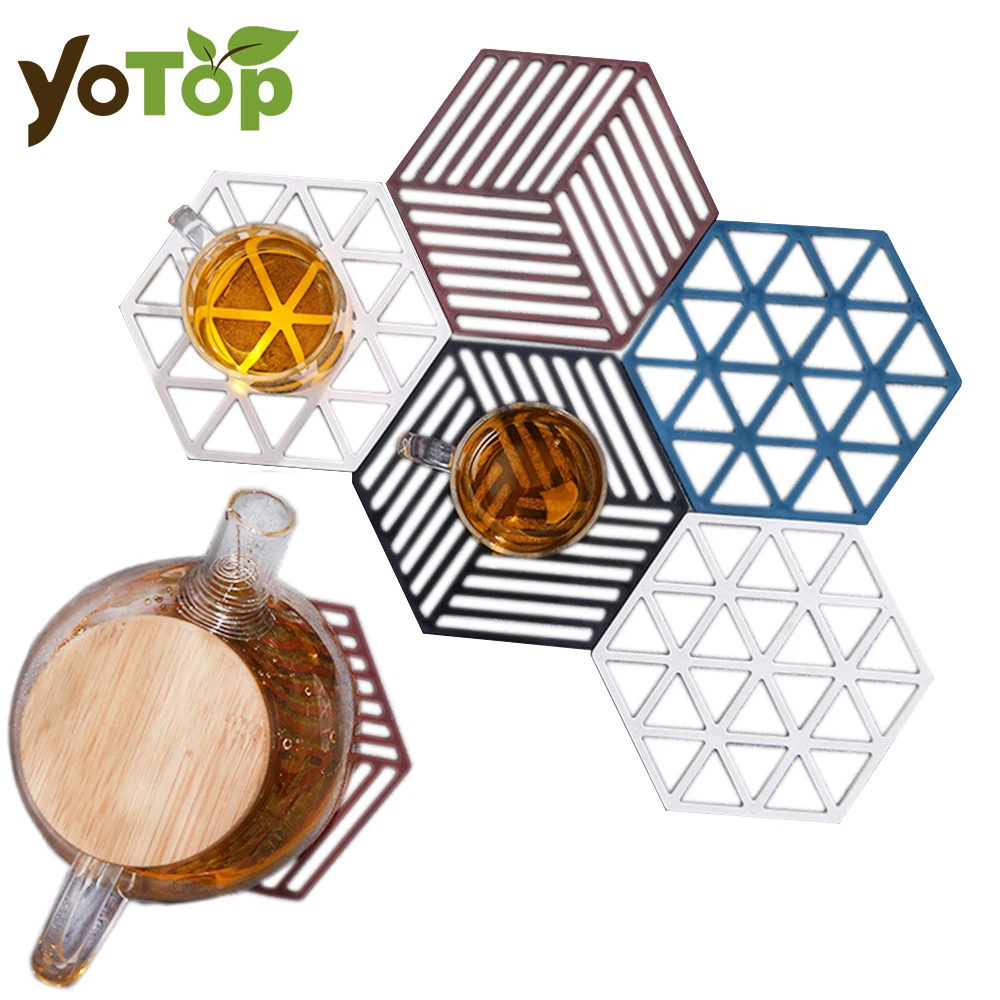 Hexagon-Tableware-Insulation-Mat-Silicone-Heat-insulation-Coffee-Pad ...