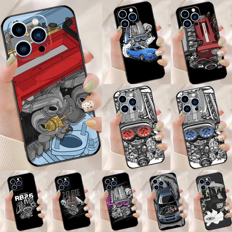 JDM Car RB26 Engine Case For iPhone 15 16 Pro Max 11 12 13 Mini 14 15 ...