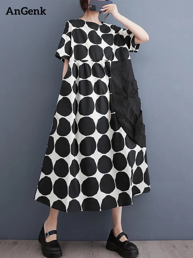 Polka-Dot-Print-Vintage-Patchwork-Dresses-For-Women-Summer-New-Short ...