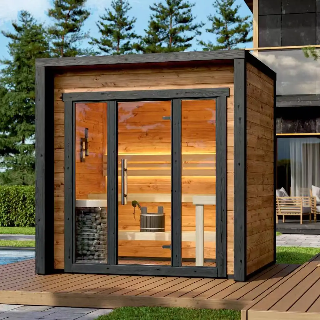 Outdoor Luxury Infrared Pine Sauna Shower Room Factory Custom Special Sauna