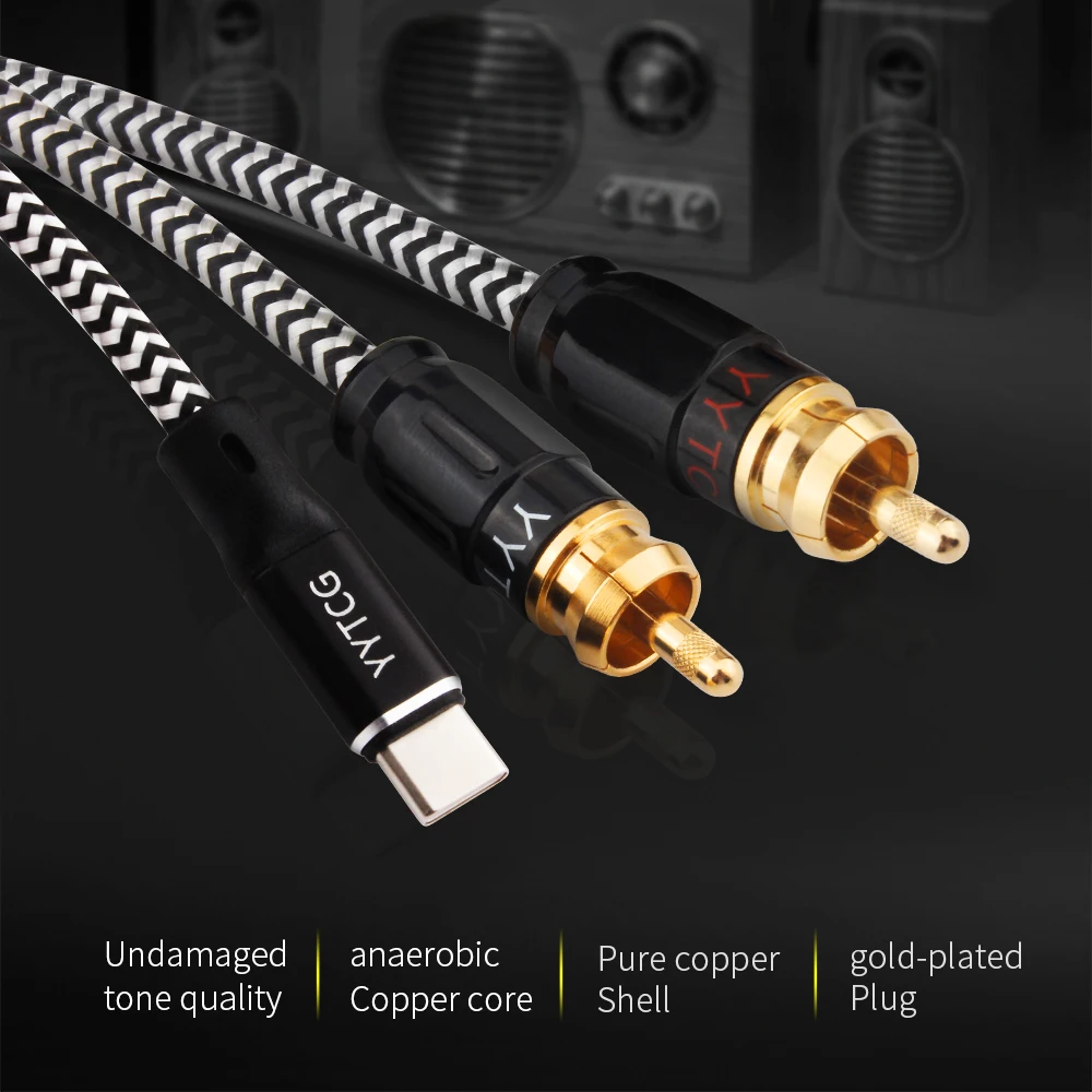 HIFI USB C To RCA Audio Cable Male To Male For Huawei Sumsung Xiaomi ...