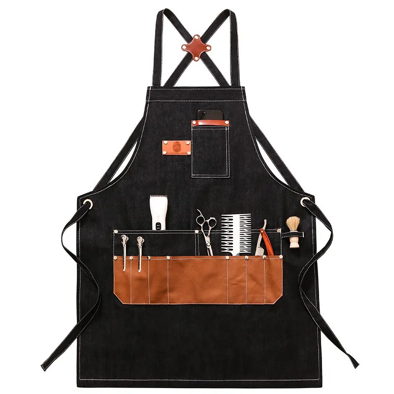 Multi Pocket Barber Apron Men and Women Hair Salon Workwear Coffee and ...