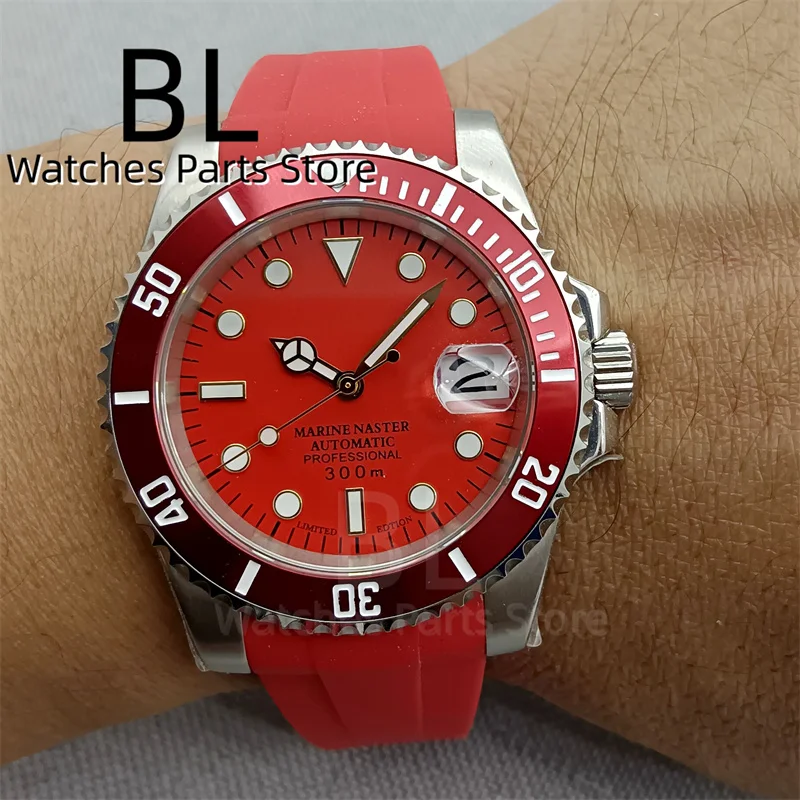 BLIGER-40mm-NH35A-Automatic-Dive-Watch-Red-Bezel-Red-Dial-Green ...