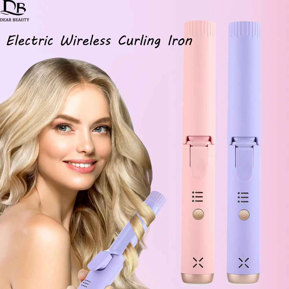 Electric Wireless Curling Iron 25mm Hair Curler For Women Girl Portable ...