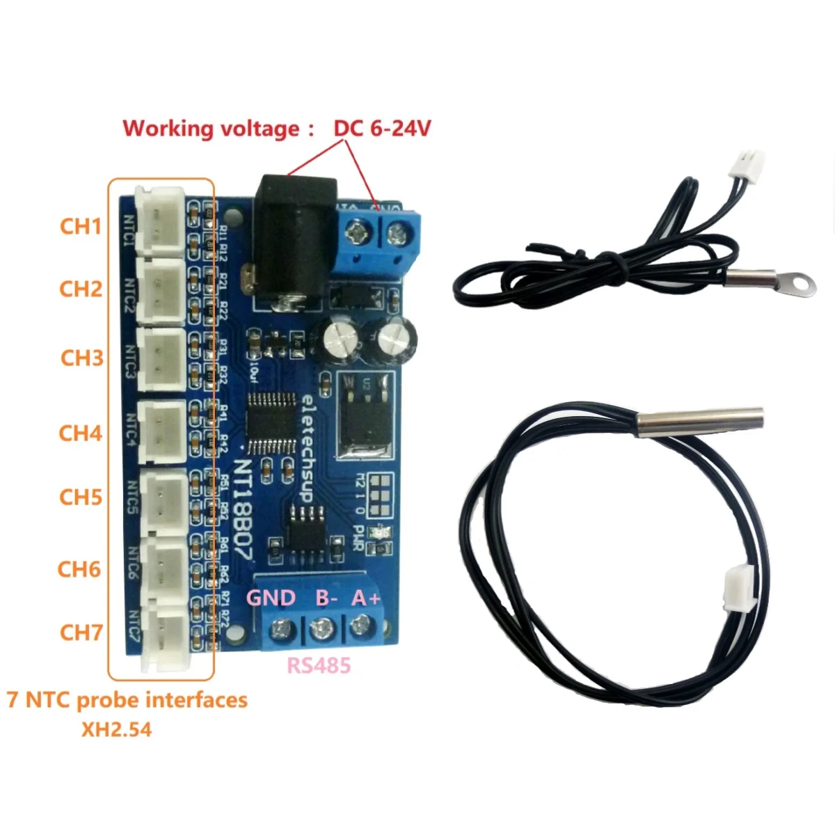 NT18B07-7CH-DC-12V-RS485-NTC-Thermistor-Temperature-Sensor-Modbus-Rtu ...