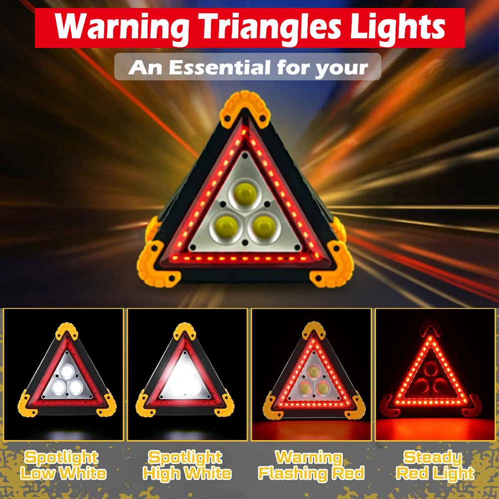 Emergency-Rechargeable-LED-Triangles-Warning-Lights-for-Cars-Safety ...