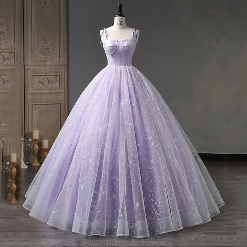 Robe-de-soir-e-classique-violet-clair-grande-taille-bretelles-Spaghetti ...