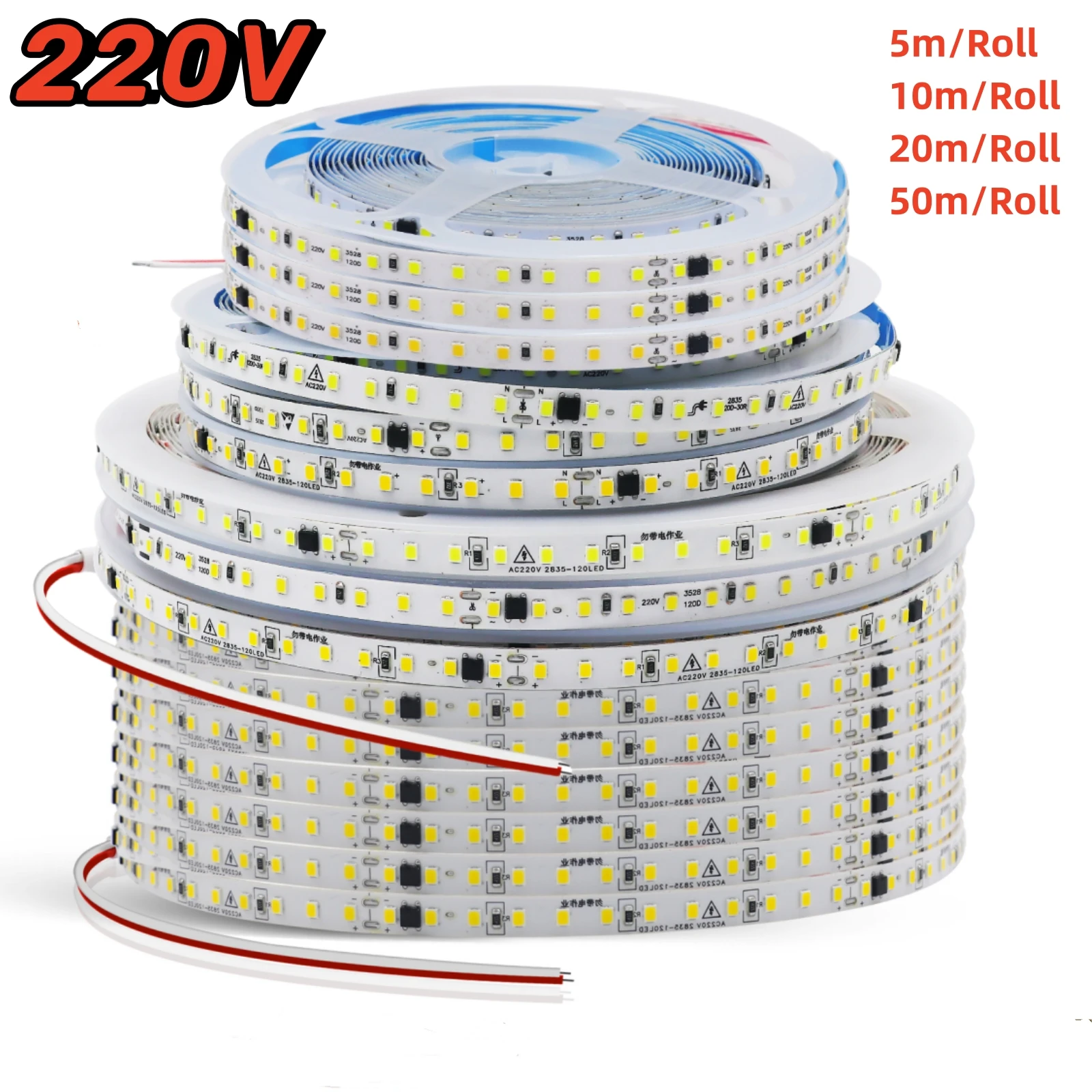 5m-10m-20m-50m-220V-Adhesive-LED-Strip-Light-230V-SMD2835-120LEDs-M-IC ...
