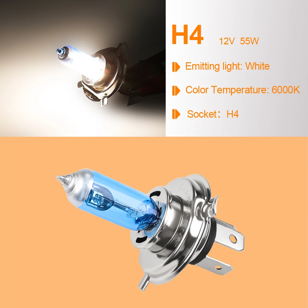 1PC-h4-halogen-bulb-car-6000k-12v-60-55w-p43t-halogen-55w-60w-h4-white ...