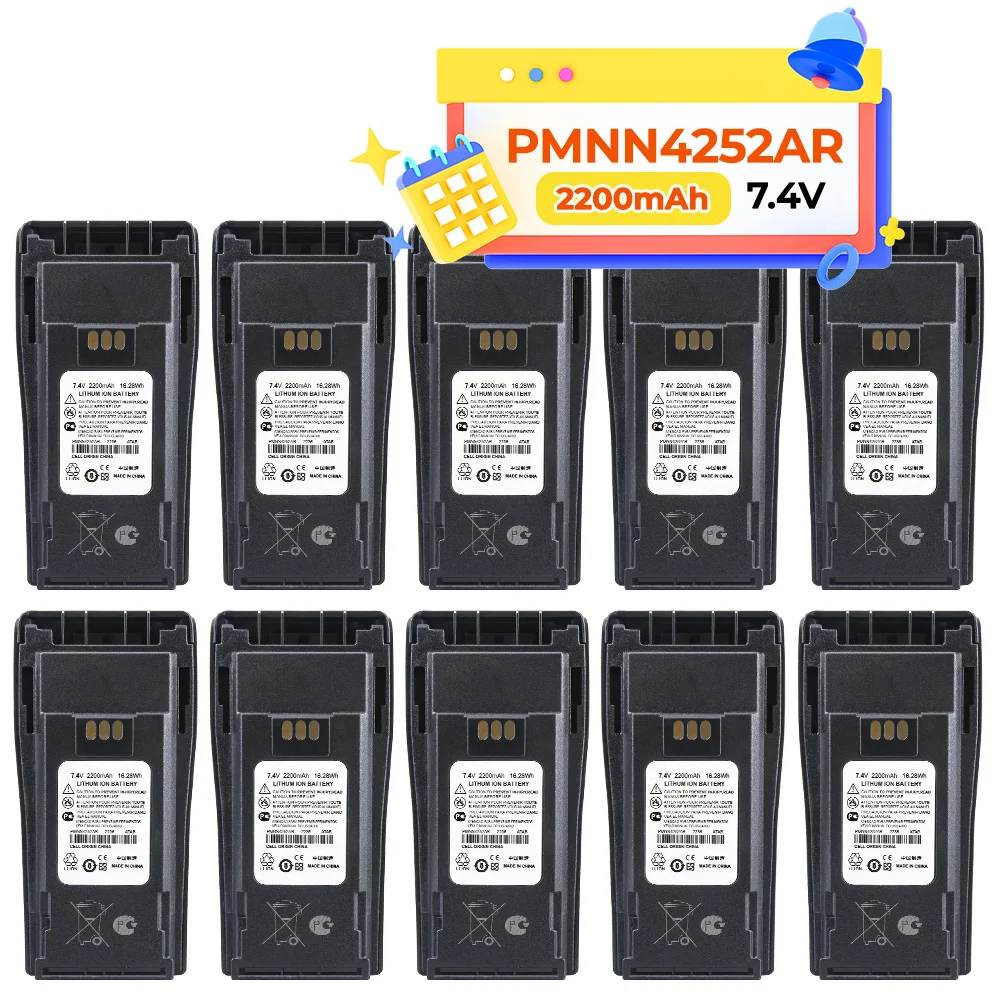 10PCS 2200mAh PMNN4252AR Replacement Li-ion Battery For Motorola CP040 ...