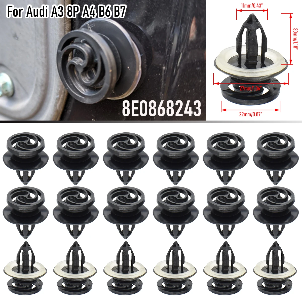 10-20Pc-Car-Interior-Door-Card-Fastener-Clips-8E0868243-For-VW-Audi-A3 ...