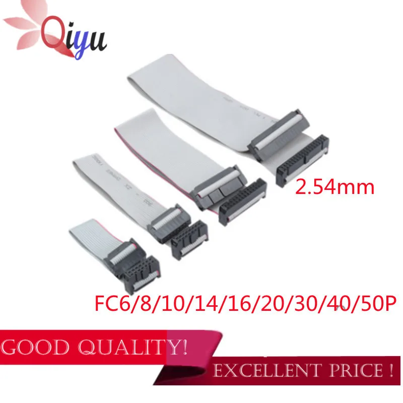 2 pces 2.54mm passo FC-6/8/10/14/16/20/40/50 pinos 30cm jtag isp cabo de dados fita plana cinza ...