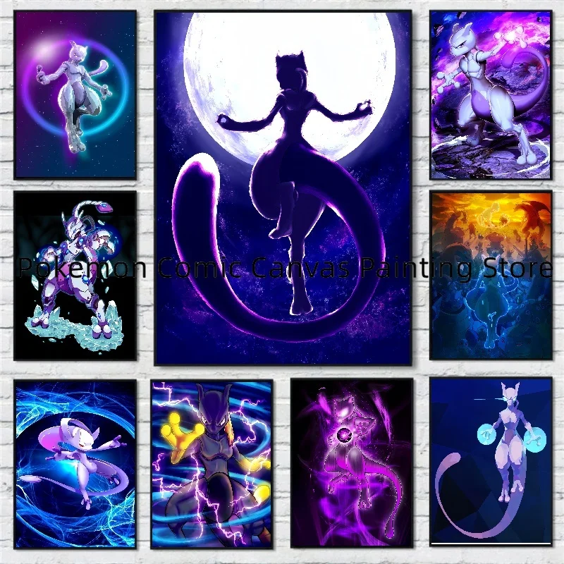 Japanese-Manga-Pok-mon-Mewtwo-Wall-Decoration-Poster-Canvas-Art-Mural ...
