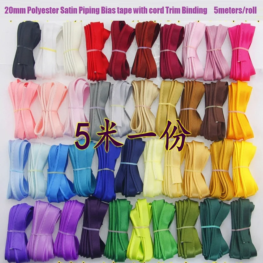 20mm Polyester glossy inlaid cotton cord piping bias binding tape for ...